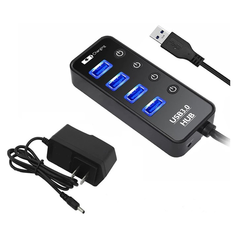 USB3.0 4-Port High-Speed Hub with Power Adapter | FACTORY DIRECT SALE